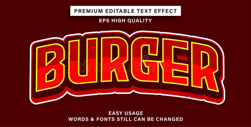 Editable Text Effect Burger Stock Vector - Illustration of sign ...