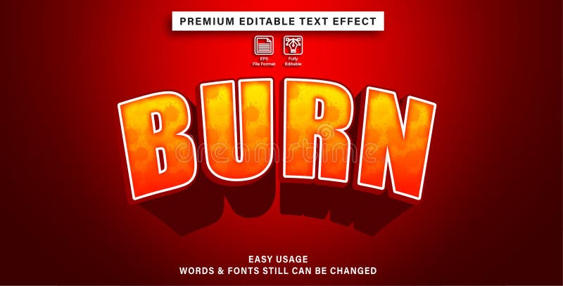 Editable text effect burn stock vector. Illustration of font - 266177738