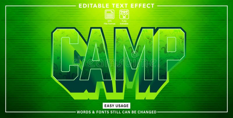 Editable Text Effect Camp Styles Stock Vector - Illustration of words ...