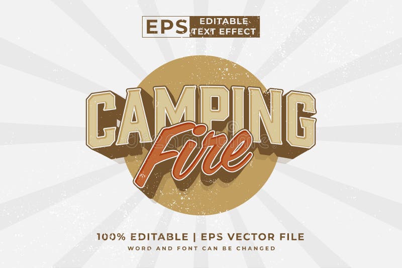 Editable Text Effect - Camping Fire 3d Vintage Template Style Premium Vector Stock Vector ...