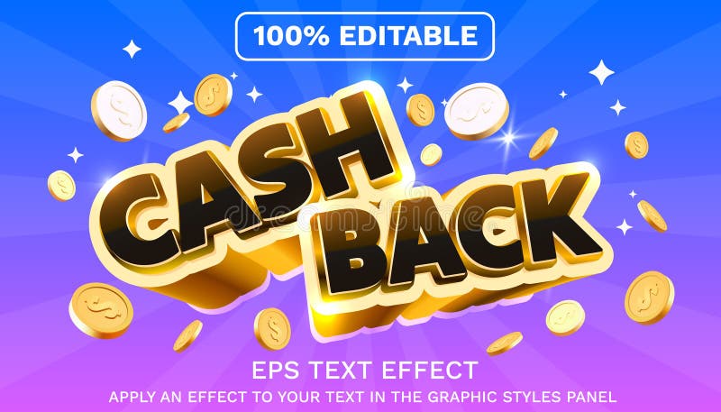 Editable Text Effect. Cash Back Coin. Retro Style. Vector Illustration ...