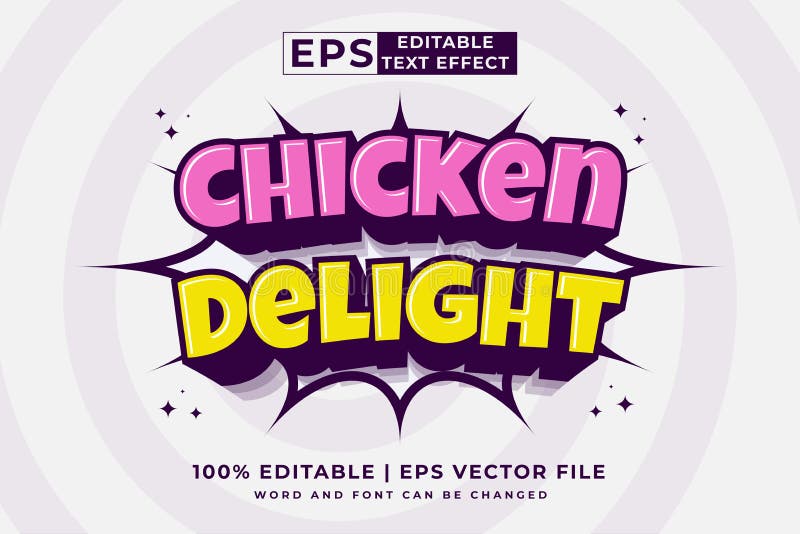 Editable Text Effect Chicken Delight 3d Cartoon Template Style Premium ...