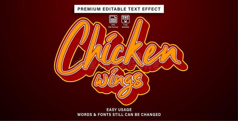 Editable Text Effect Chicken Wings Stock Vector - Illustration of ...