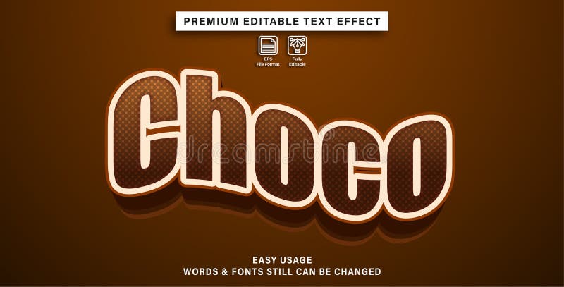 Editable text effect choco stock vector. Illustration of typeface ...