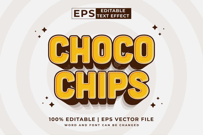 Editable Text Effect Choco Chips 3d Cartoon Cute Template Style Premium ...