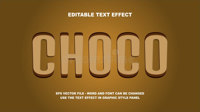 Editable Text Effect Choco 3D Vector Template Stock Vector ...