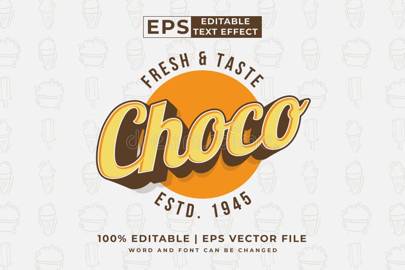 Editable Text Effect Choco Logo 3d Cartoon Cute Template Style Premium ...