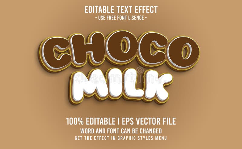 Editable Text Effect - Choco Milk Style Template Premium Vector. Stock Illustration ...