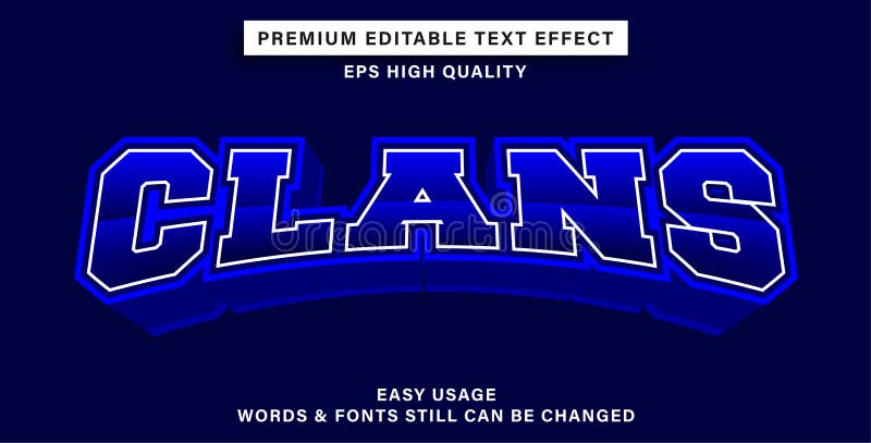 Editable text effect clans stock vector. Illustration of symbol - 225403394