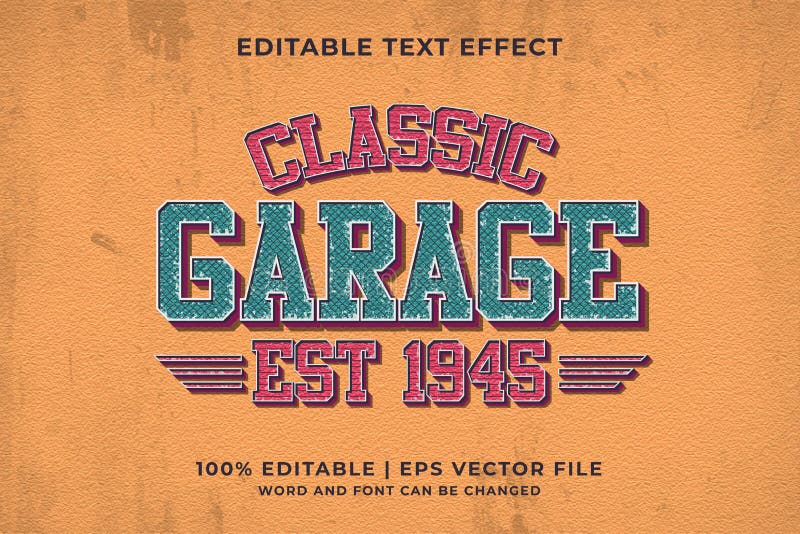 Editable Text Effect - Classic Garage Template Retro Style Premium ...