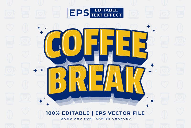 Editable Text Effect Coffee Break 3d Cartoon Template Style Premium ...