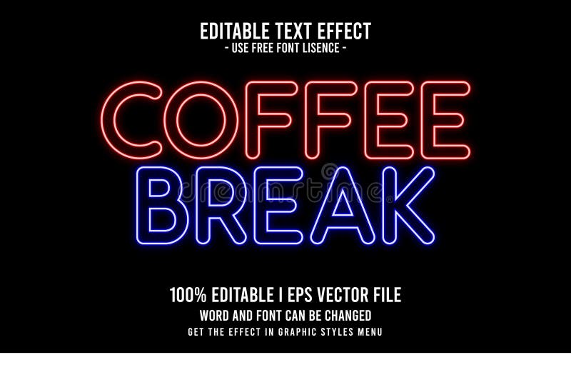 Editable Text Effect - Coffee Break Neon Effect Style Template Premium ...