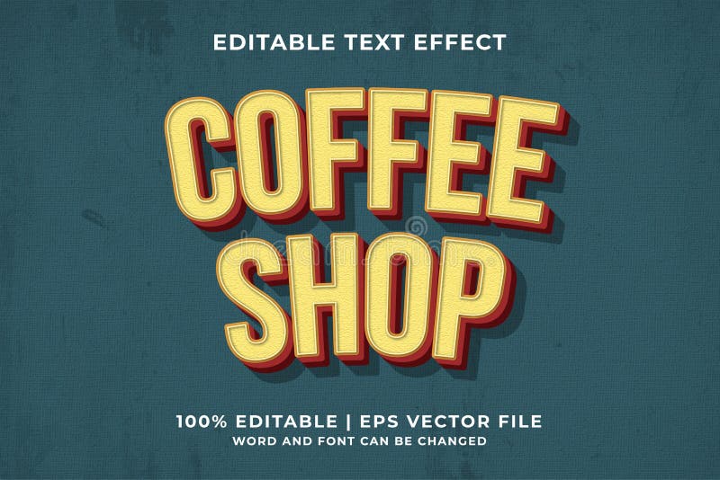 Editable Text Effect - Coffee Shop Retro Template Style Premium Vector Stock Vector ...