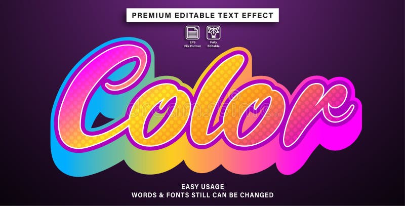 Editable Text Effect Color. Font Graphic Style Stock Vector ...