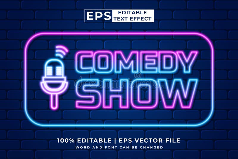 Editable Text Effect Comedy Show 3d Neon Style Premium Vector Stock Vector - Illustration of ...