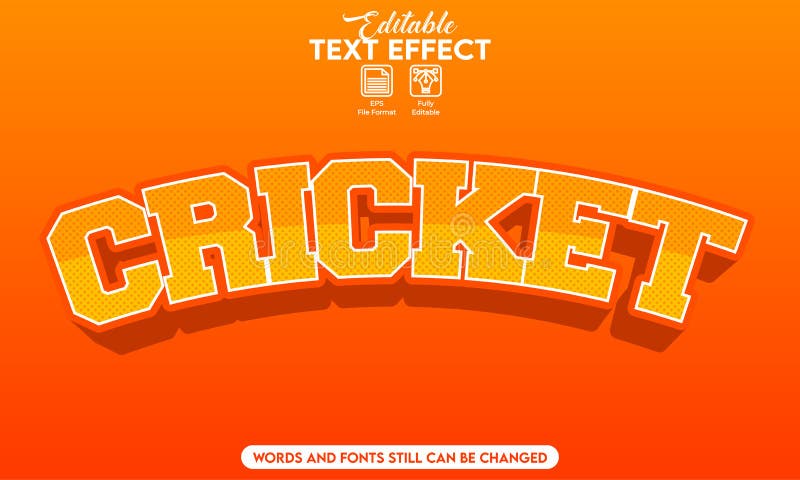 Editable Text Effect Cricket Style Stock Vector - Illustration of font ...