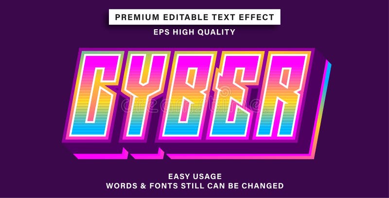 Editable text effect cyber stock vector. Illustration of style - 225161367