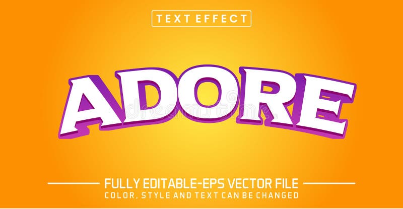Editable Text Effect - 3D Adore Text Effect Stock Vector - Illustration ...