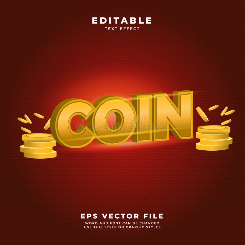 Editable Text Effect - 3d Coin Style Stock Vector - Illustration of ...