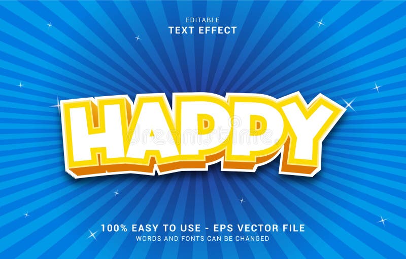 Editable Text Effect, 3D Happy Style Stock Vector - Illustration of ...