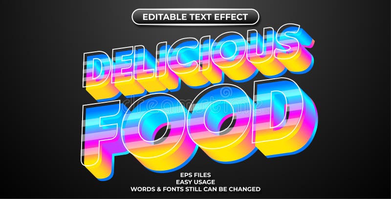 Editable Text Effect Delicious Food Stock Vector - Illustration of ...