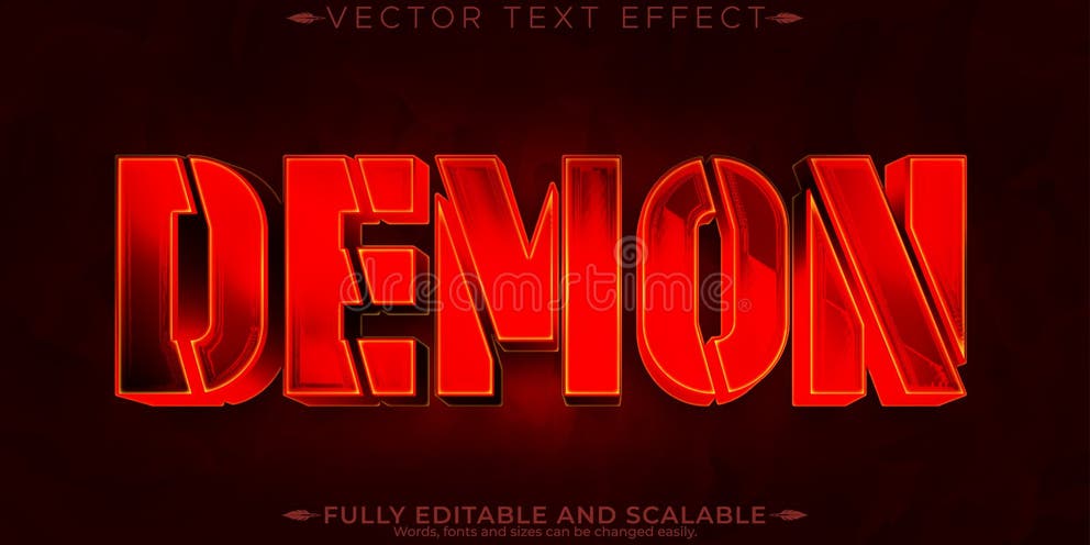 Editable Text Effect Demon, 3d Horror and Shiny Font Style Stock Vector - Illustration of ...
