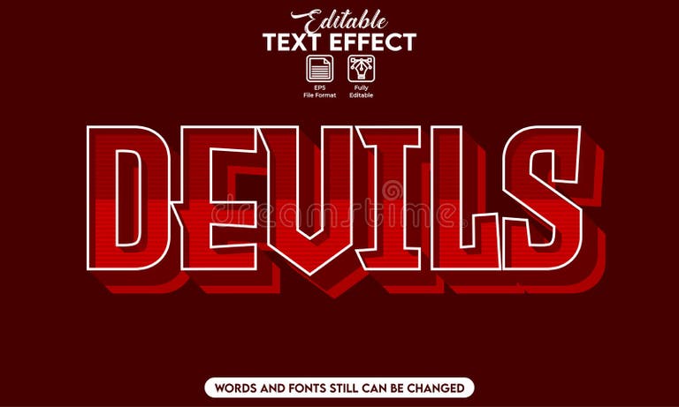 Editable Text Effect Devils Style Stock Vector - Illustration of font, lettering: 236251123