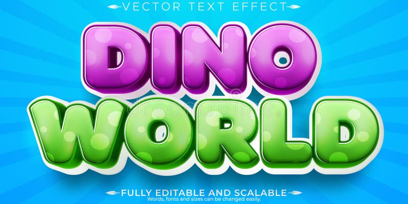 Editable Text Effect Dinosaur, 3d Cartoon and Funny Font Style Stock ...
