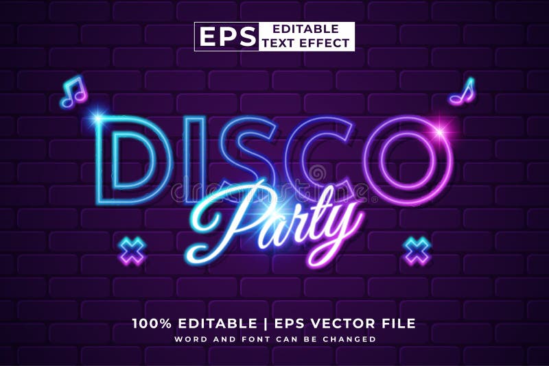 Editable Text Effect Disco Party 3d Neon Style Premium Vector Stock ...
