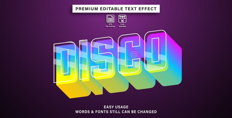 Editable Text Effect Disco Style Stock Vector - Illustration of text ...