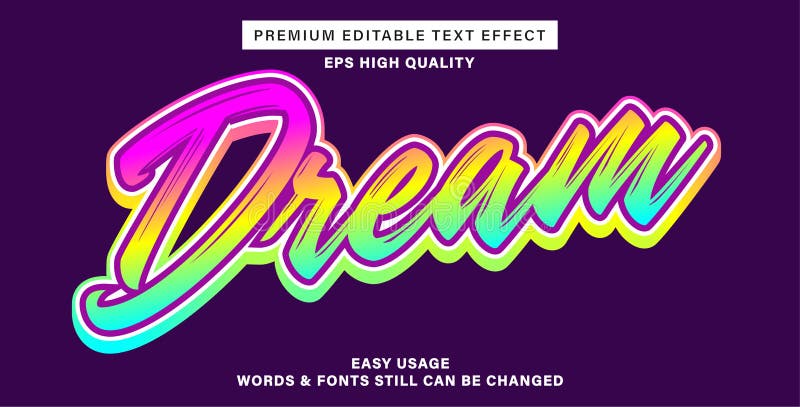 Dream Editable Text Effect Style Stock Vector - Illustration of number ...