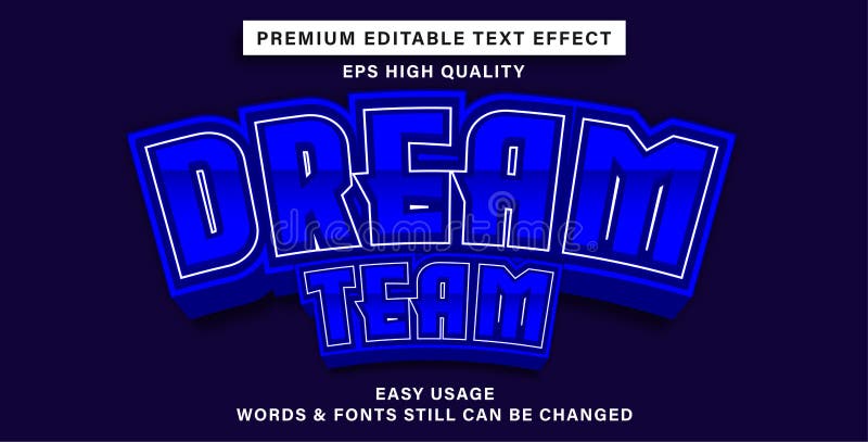 Editable Text Effect Dream Team Stock Vector - Illustration of colorful ...
