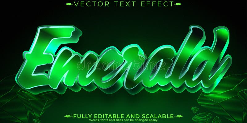 Editable Text Effect Emerald, 3d Luxury and Glow Font Style Stock Vector - Illustration of dark ...