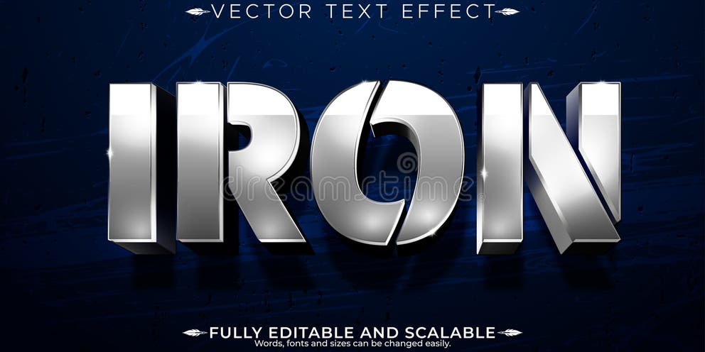Iron Text Effect, Editable Metallic and Shiny Text Style Stock Vector ...