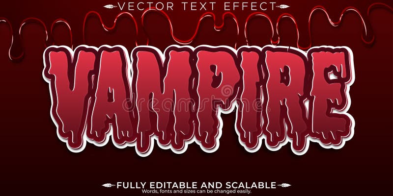 Vampire Text Effect, Editable Horror and Scary Text Style Stock Vector ...