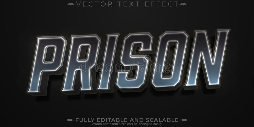 Prison Text Effect, Editable Metallic and Shiny Text Style Stock Vector ...