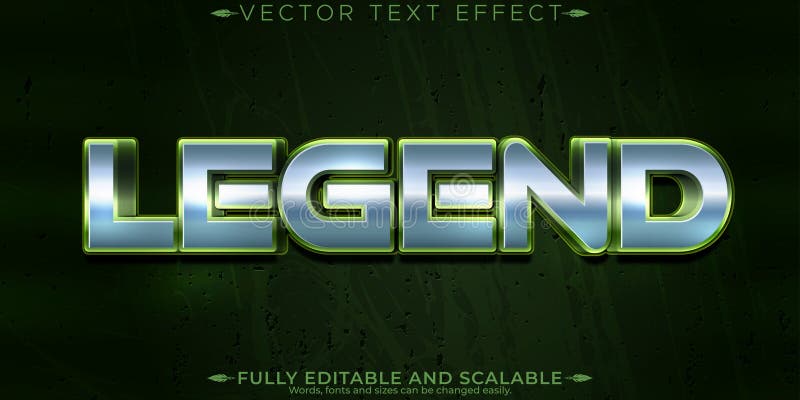 Legend Text Effect, Editable Metallic and Shiny Text Style Stock Vector ...