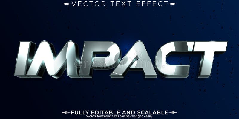 Impact Text Effect, Editable Metallic and Shiny Text Style Stock Vector ...