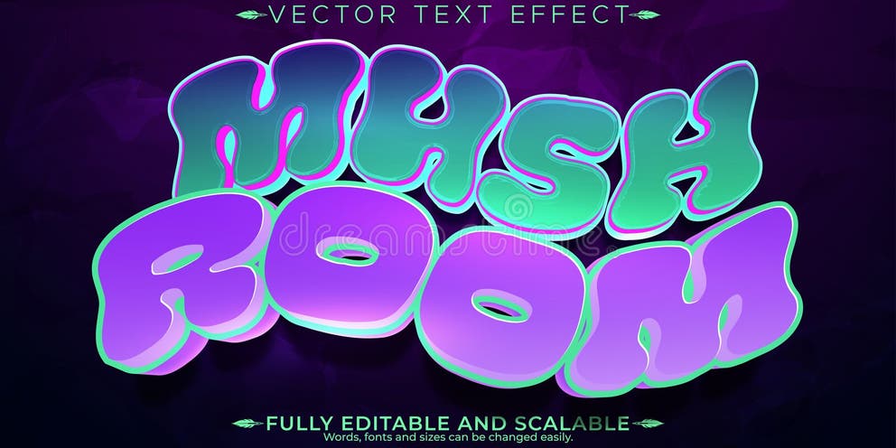 Trippy Mushroom Text Effect, Editable Glitch and Drug Text Style Stock ...