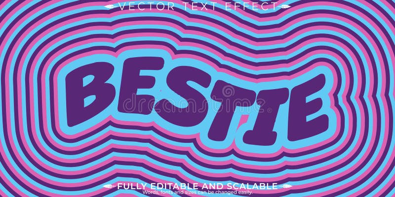 Bestie Text Effect, Editable Vintage and Retro Text Style Stock Vector ...