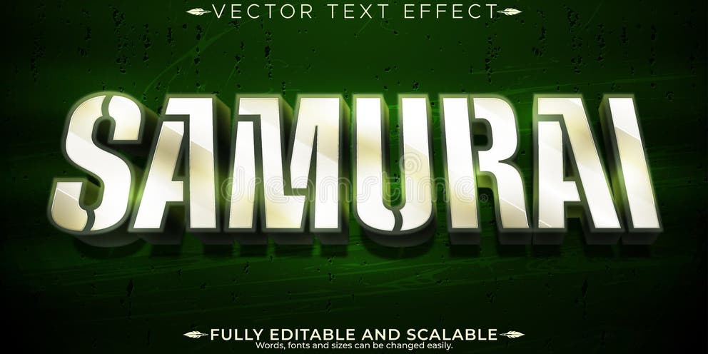 Samurai Text Effect Editable Katana and Martial Text Style Stock Vector ...