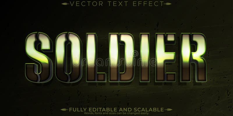 Soldier Text Effect, Editable Army and War Text Style Stock Vector ...