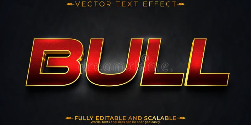 Bull Text Effect, Editable Metallic and Shiny Text Style Stock Vector ...
