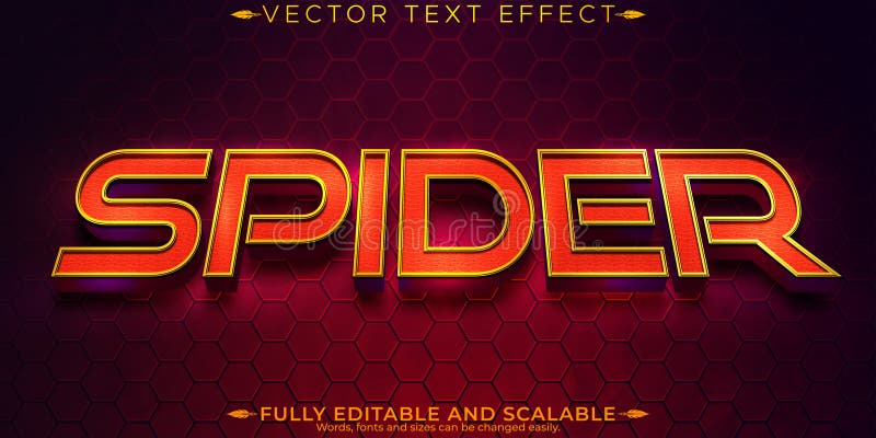 Spider Cinematic Text Effect, Editable Red and Gold Text Style Stock ...