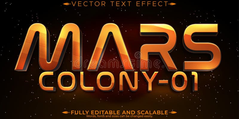 Mars Space Text Effect, Colony and Galaxy Text Style Stock Vector - Illustration of style ...