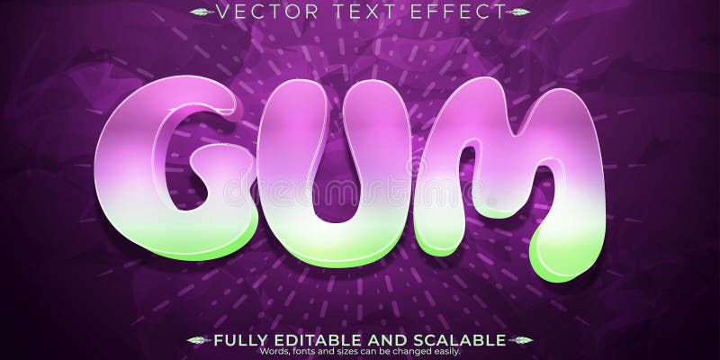 Gum Text Effect, Editable Horror and Cartoon Text Style Stock Vector ...