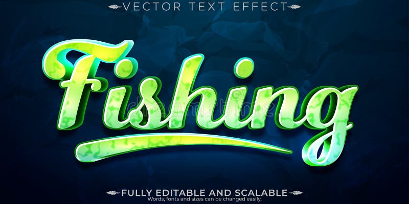 Fishing Text Effect, Editable Fisher and Ocean Text Style Stock Vector ...