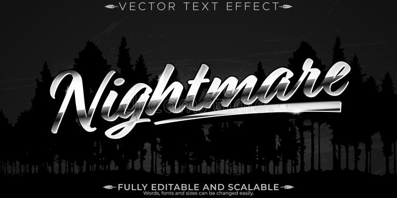 Nightmare Text Effect, Editable Scary and Movie Text Style Stock Vector ...