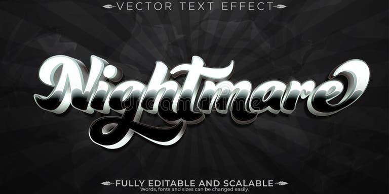 Nightmare Text Effect, Editable Dark and Night Text Style Stock Vector ...