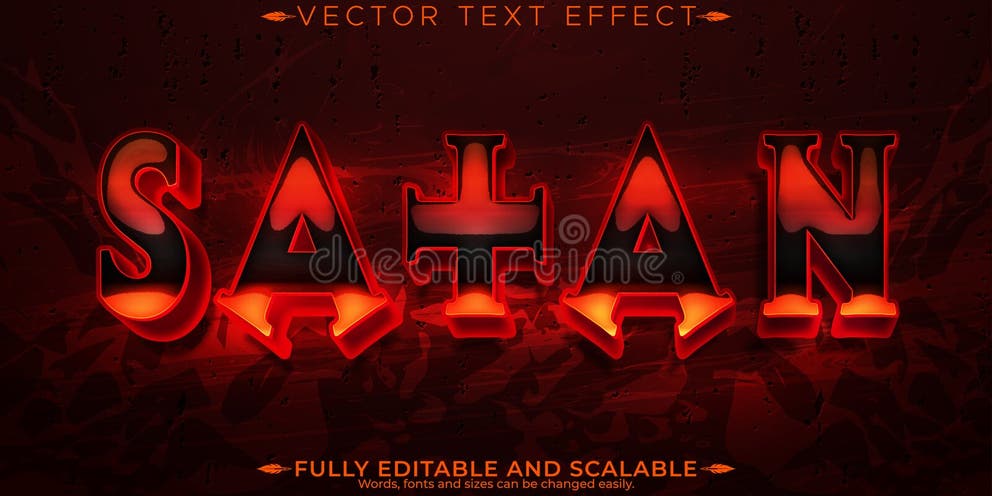 Satan Text Effect, Editable Scary and Hell Text Style Stock Vector ...